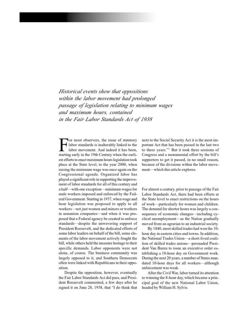 Labor Movement and FLSA History | PDF | American Federation Of Labor ...