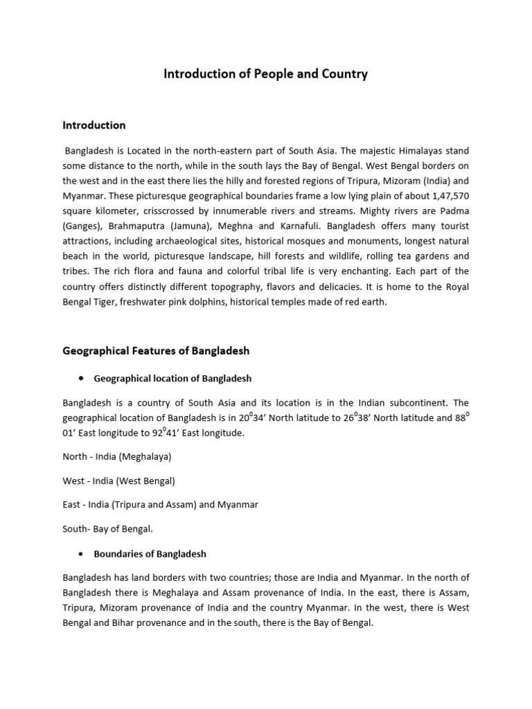 Overview of Bangladesh's Geography and Culture | PDF | Bangladesh ...