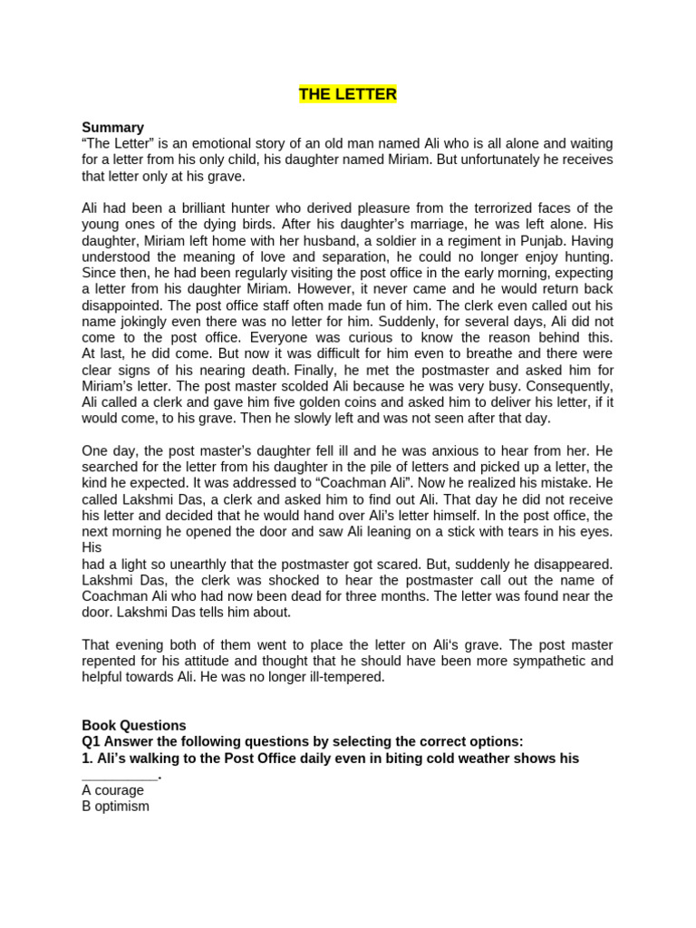 Notes_the Letter 2025 | PDF | Ali | Psychology