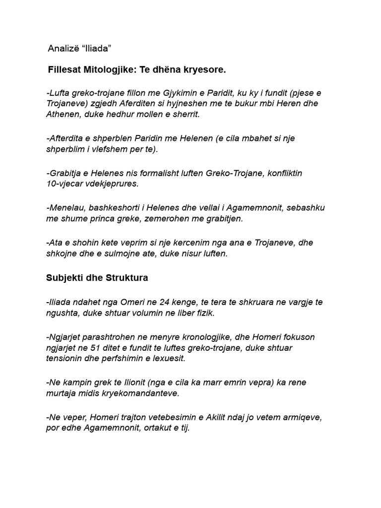 Analizë "Iliada" | PDF