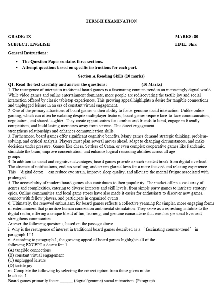 Grade 9 Practice Paper | PDF | Water Scarcity | Water