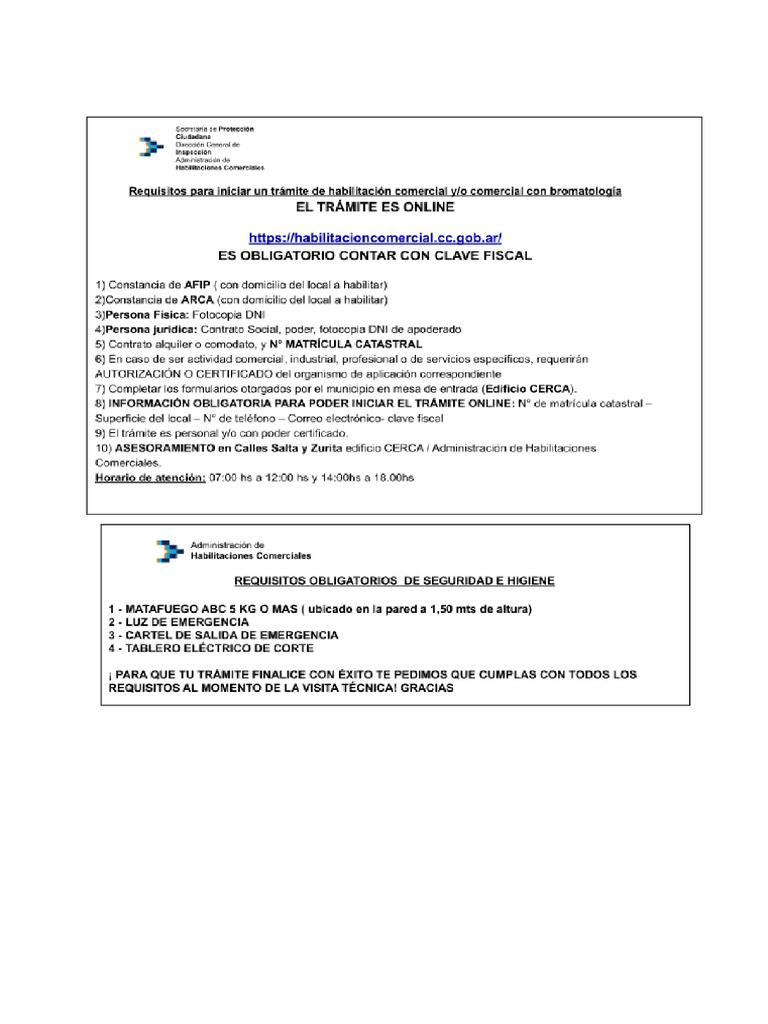 Nuevos Requisitos para Habilitar Un Comercio 2024 | PDF
