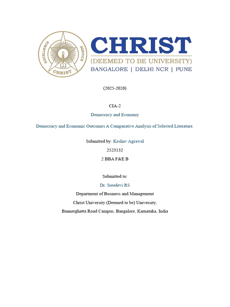Democracy and Economy CIA 2 Report | PDF | Economic Growth ...
