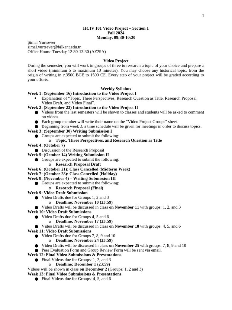 24-25 HCIV 101-1 Syllabus | PDF | Argument