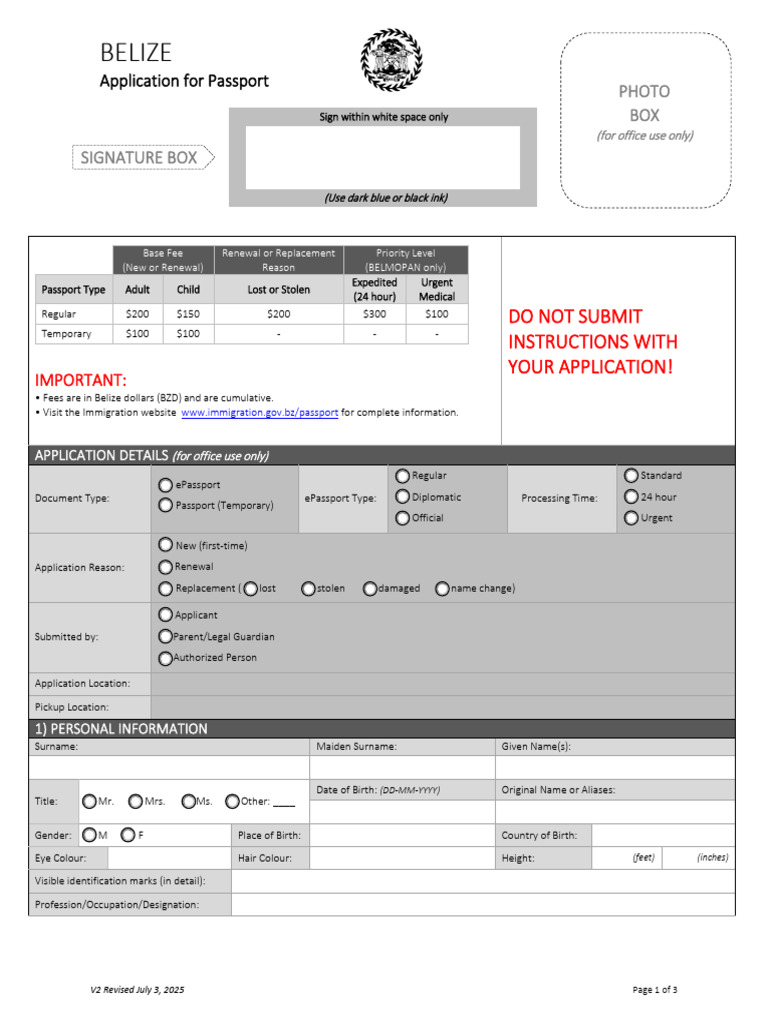 Belize EPP PP Application Form LETTER v2 Jun 03 2025 | PDF | Passport ...