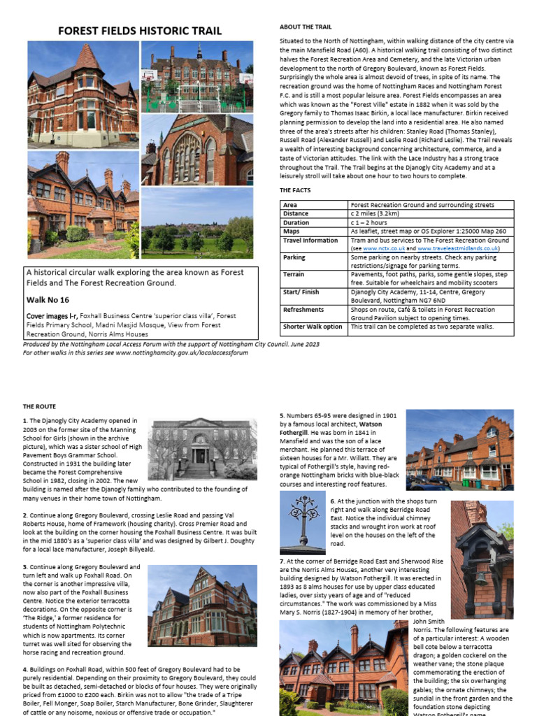 Forest Fields Historic Walking Trail | PDF | Trail | Nottinghamshire