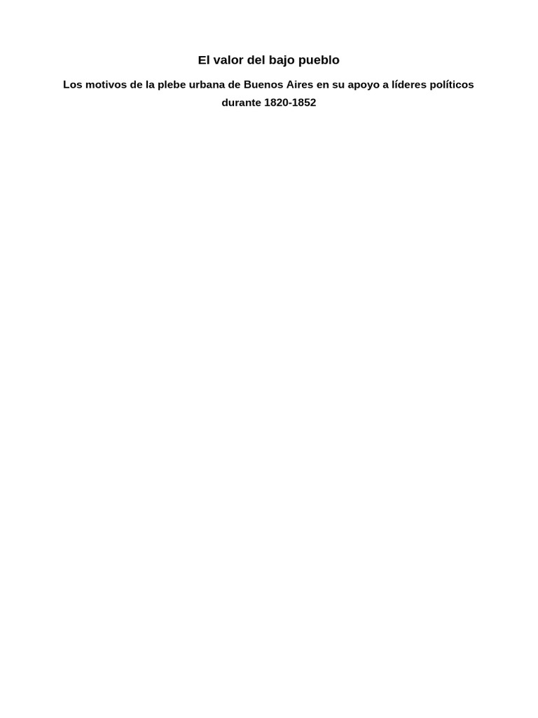 El Valor Del Bajo Pueblo - Trabajo Academico | PDF | Argentina