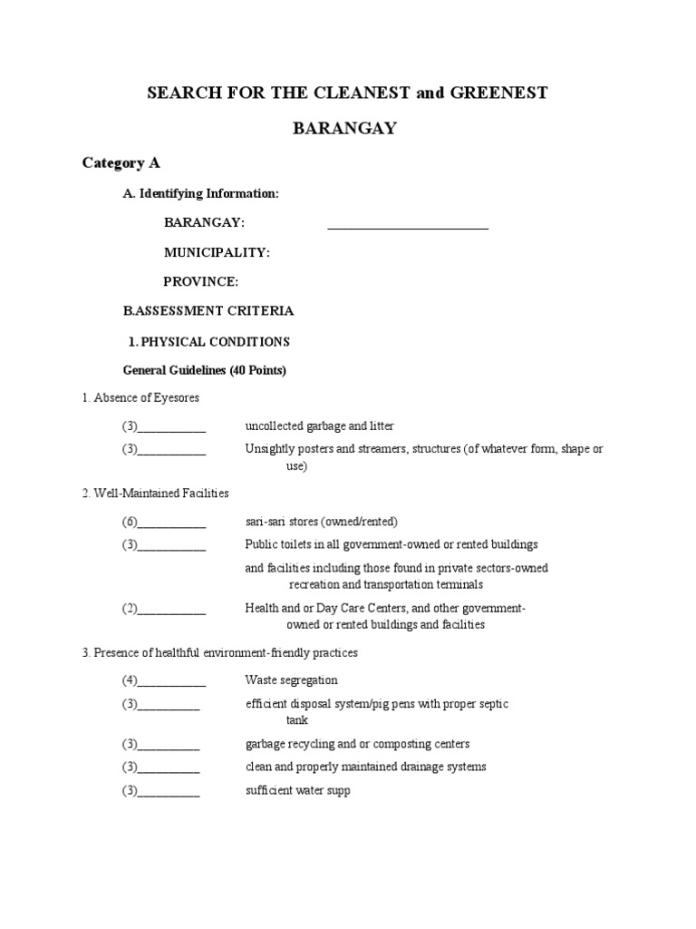 Search For The Cleanest and Greenest Barangay | PDF | Waste Management ...