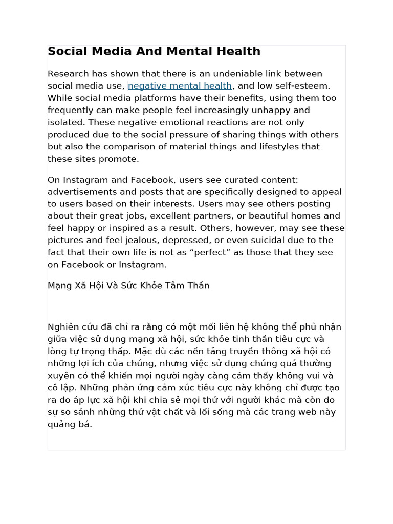 Social Media and Mental Health | PDF