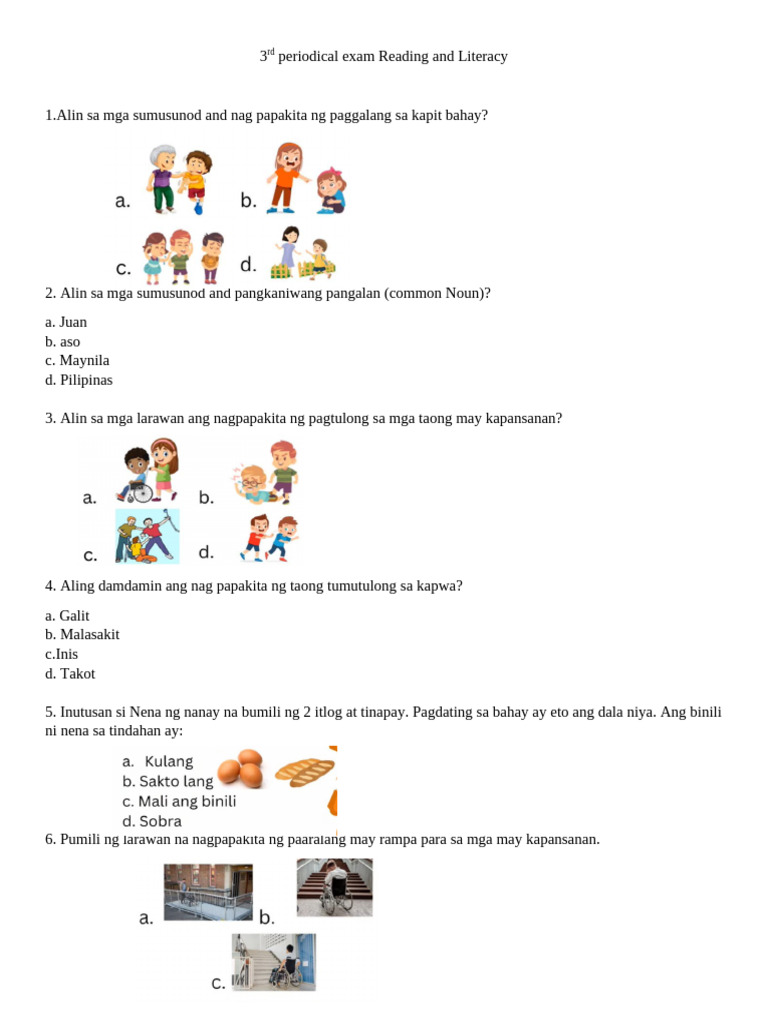 3rd periodical exam Reading and Literacy | PDF