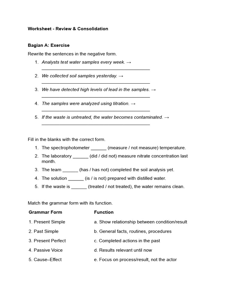 13 - Review & Consolidation - Worksheet | PDF | Water | Spectrophotometry