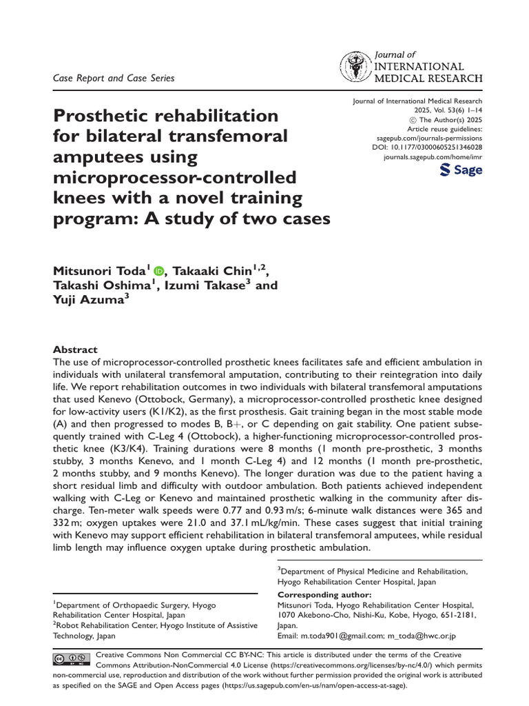 Prosthetic Rehabilitation For Bilateral Transfemoral Amputees | PDF ...