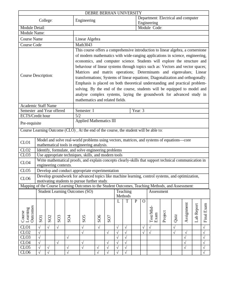 Linear Algebra out line new (Elec. & comp. Eng.) | PDF | Matrix ...