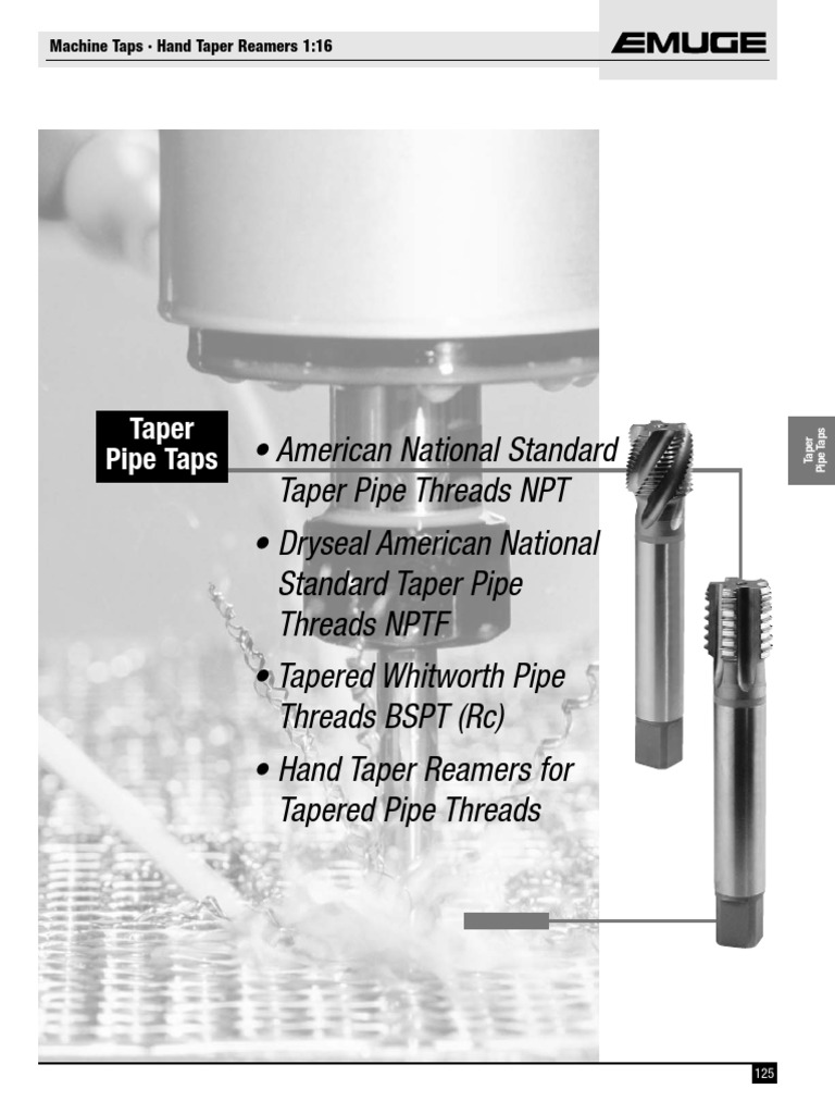 Taper Pipe Taps and Reamers Guide | PDF | Plumbing | Cutting Tools
