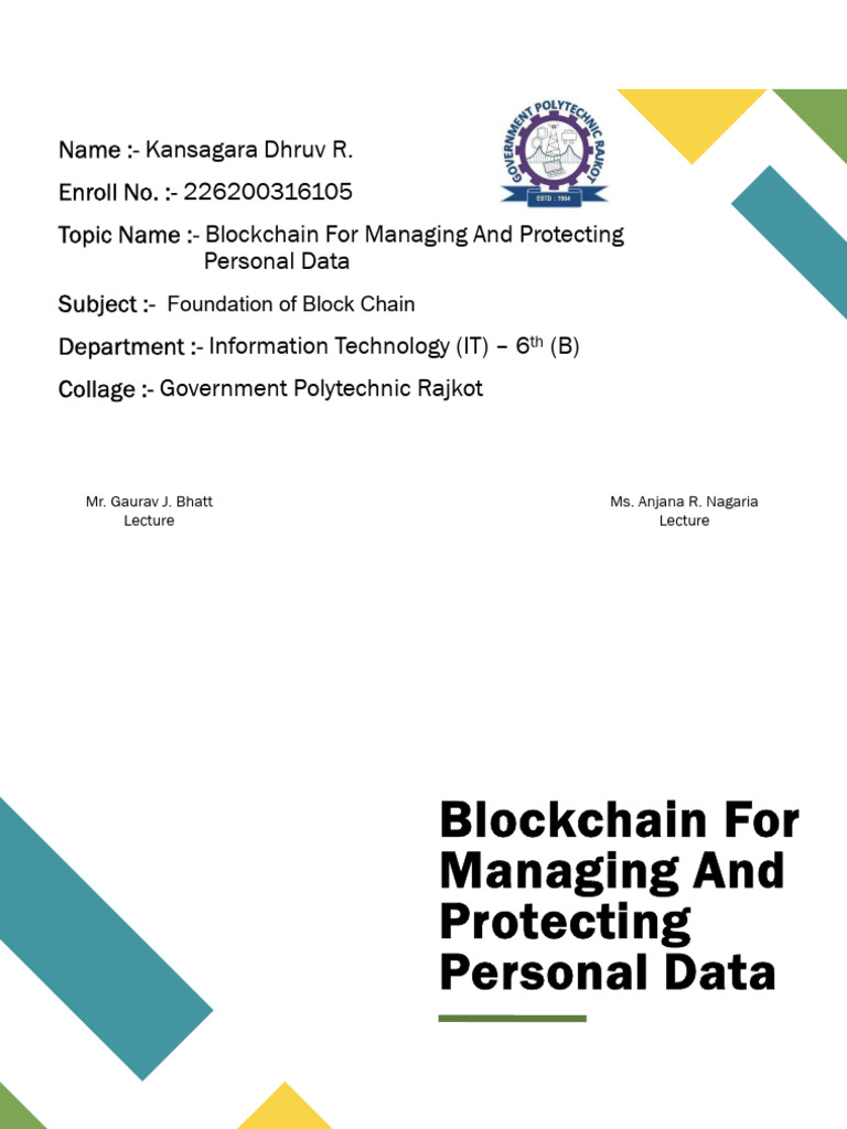 Blockchain for Managing and Protecting Personal Data FOB | PDF | Security | Computer Security