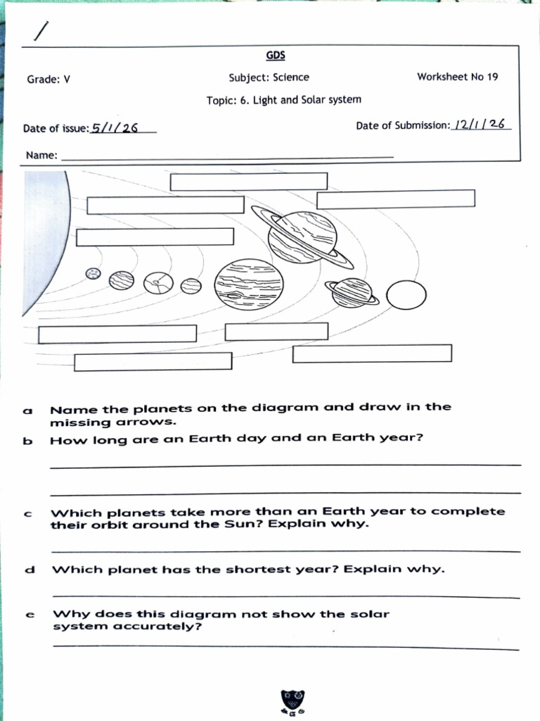 Light and Solar System Worksheet | PDF | Jupiter | Natural Satellite
