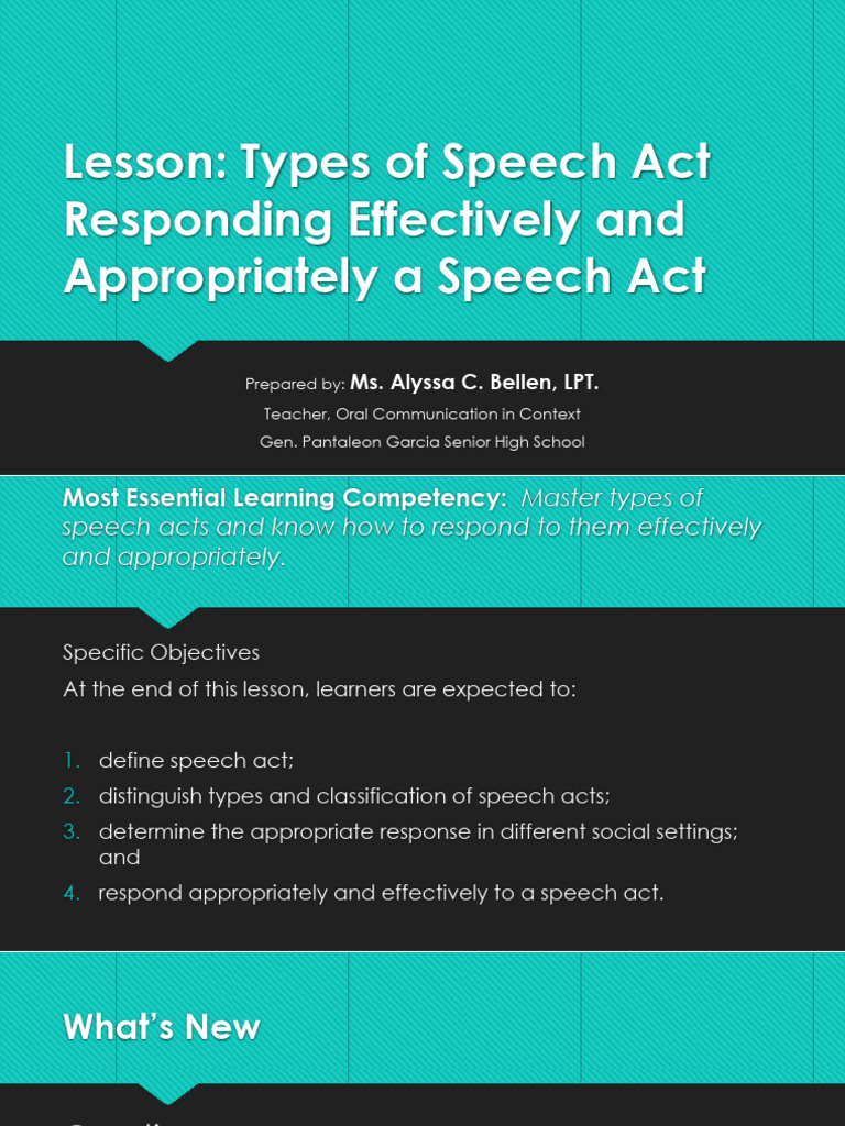 Occ Week 9 Types of Speech Acts | PDF