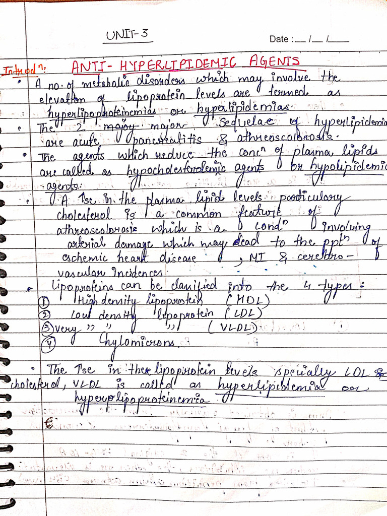 Anti Hyperlipidemic Agents | PDF