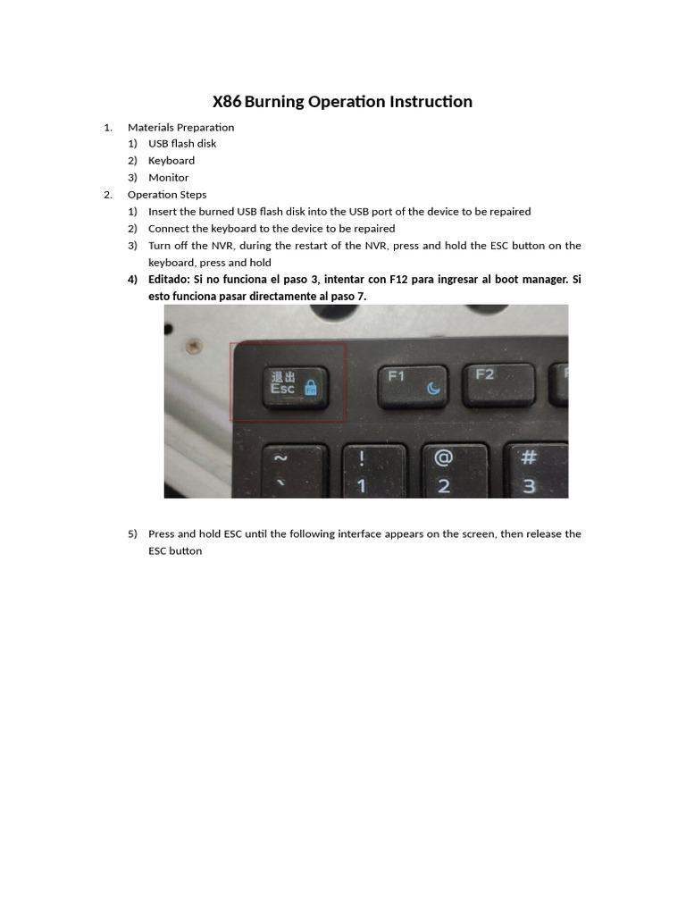 X86 Burning Operation Instruction | PDF | Computer Keyboard | Usb
