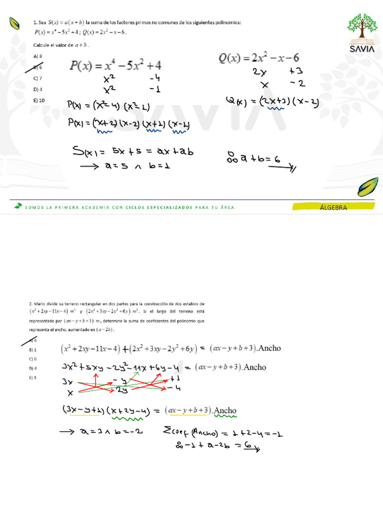 Álgebra - Sem 03 - Regular - RF - 2026 - I - Ejercicios | PDF