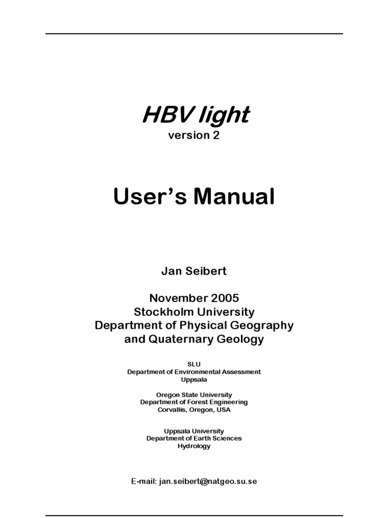 HBV Manual 2005 | PDF | Snow | Conceptual Model
