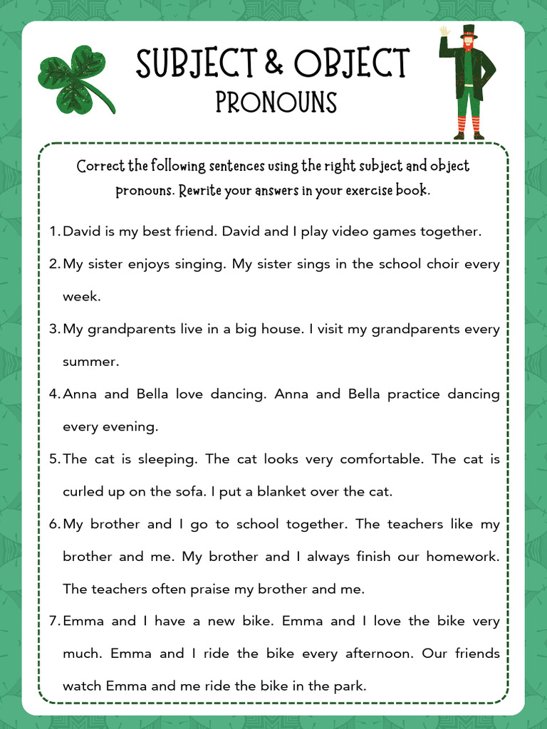 Subject & Object Pronouns Exercise | PDF
