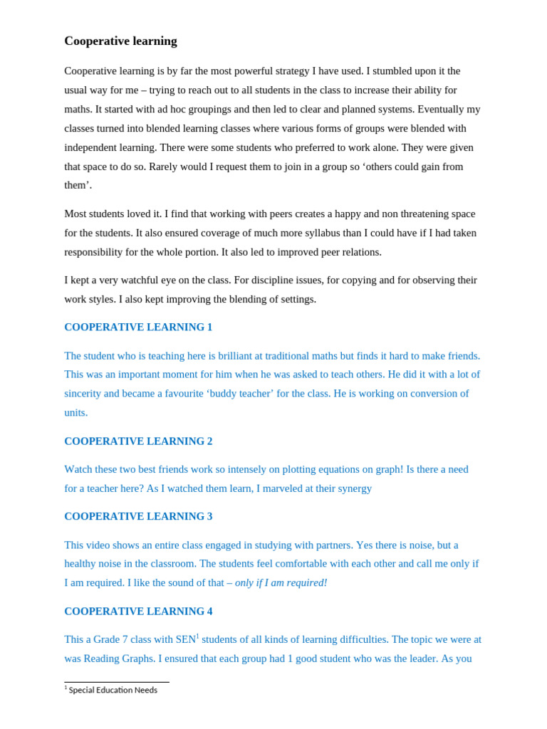 Cooperative Learning | PDF | Human Communication | Education Theory