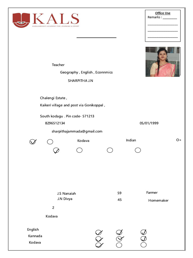 Teacher Application Form Template | PDF