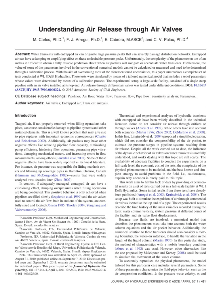Air Release Dynamics in Pipeline Systems | PDF | Pressure | Friction