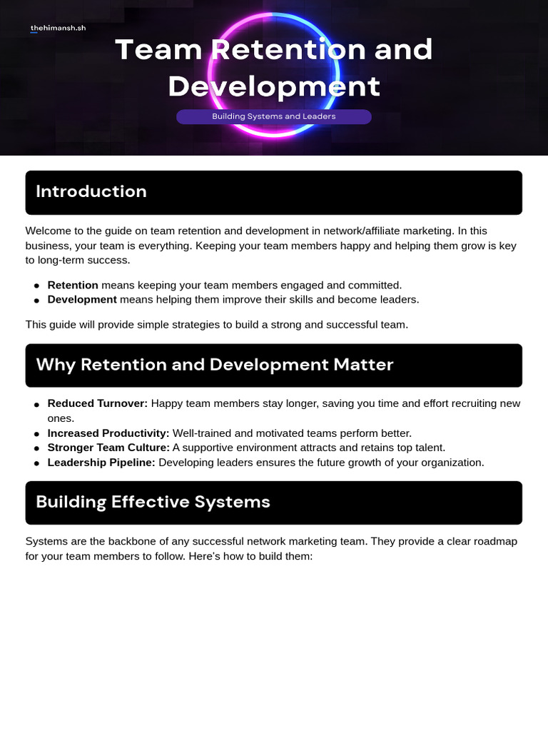 Team Retention and Development-1 | PDF | Employee Retention | Mentorship