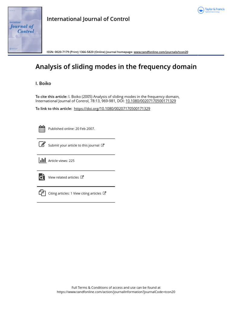 Frequency Domain Analysis of Sliding Modes | PDF | Feedback | Oscillation