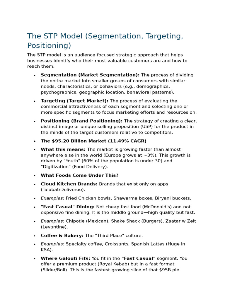 The STP Model | PDF | Market Segmentation | Restaurants