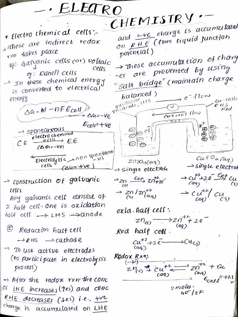 Electrochemical Cells and Reactions Guide | PDF | Electrochemistry ...
