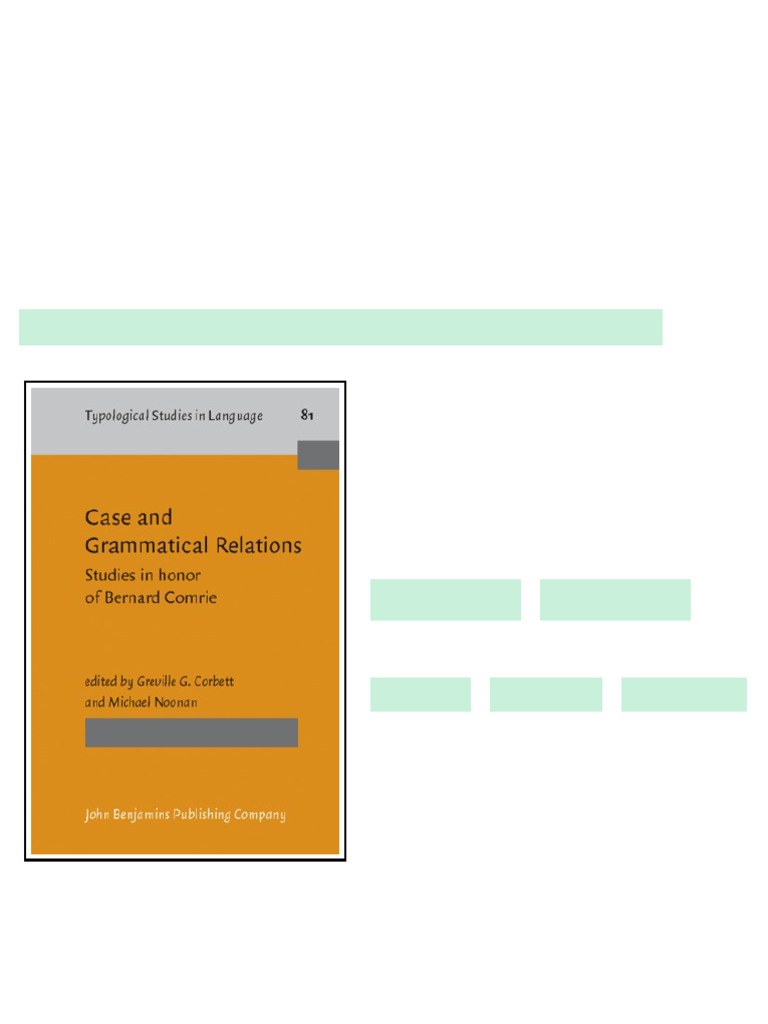 (Ebook) Case and Grammatical Relations: Studies in Honor of Bernard ...