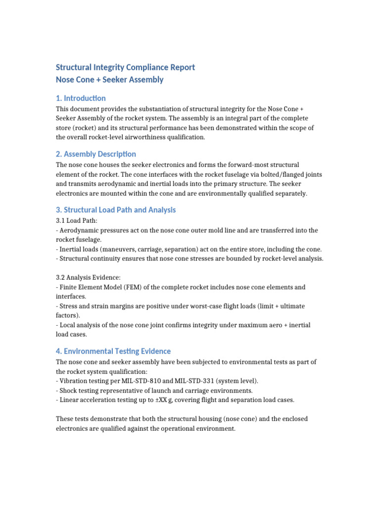 Nose Cone Structural Integrity Report | PDF | Rocket | Mechanical ...