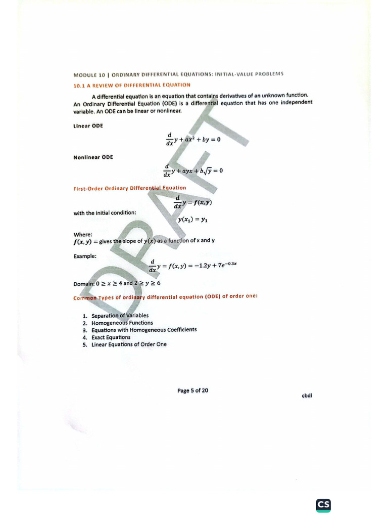 Module 10 ODE Initial Value Problems | PDF