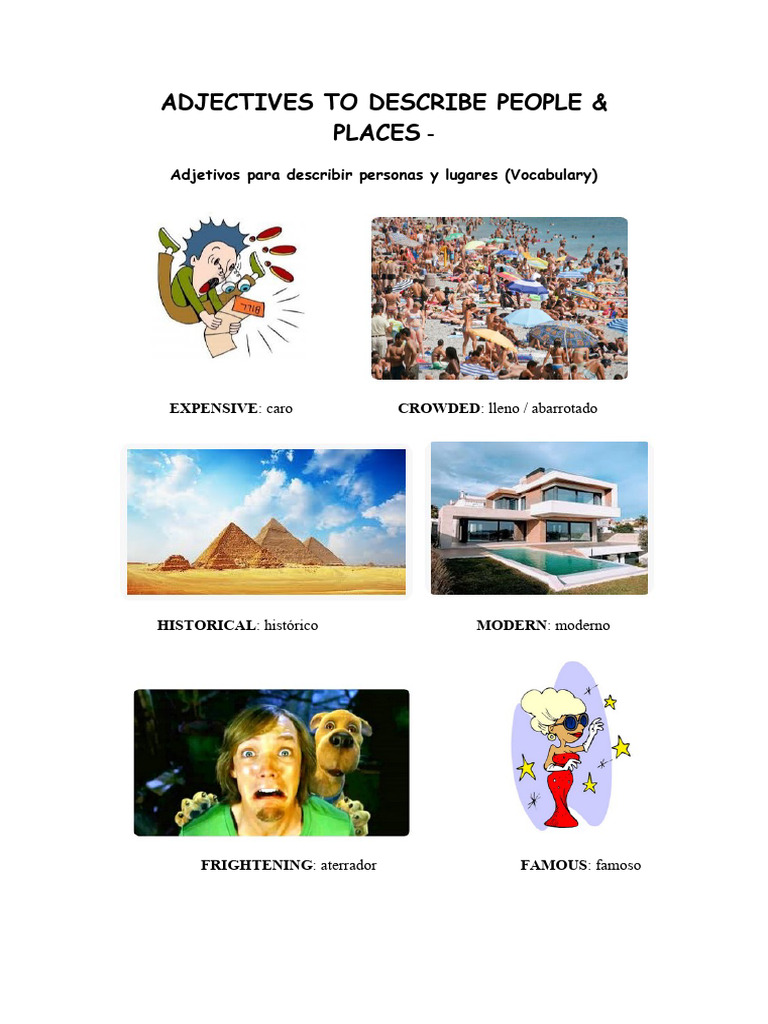 Adjetivos para Describir Personas y Lugares | PDF