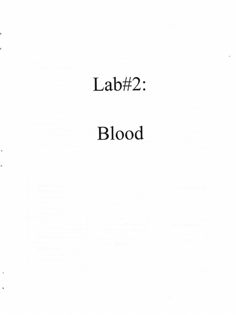 Anatomy and Physiology II Lab 2 Blood | PDF