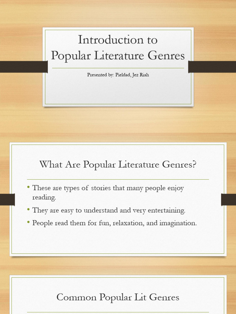 Intro to Popular Literature Genres | PDF