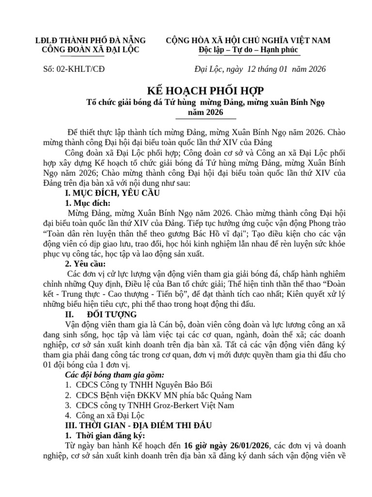 Ke Hoach Bong Da | PDF