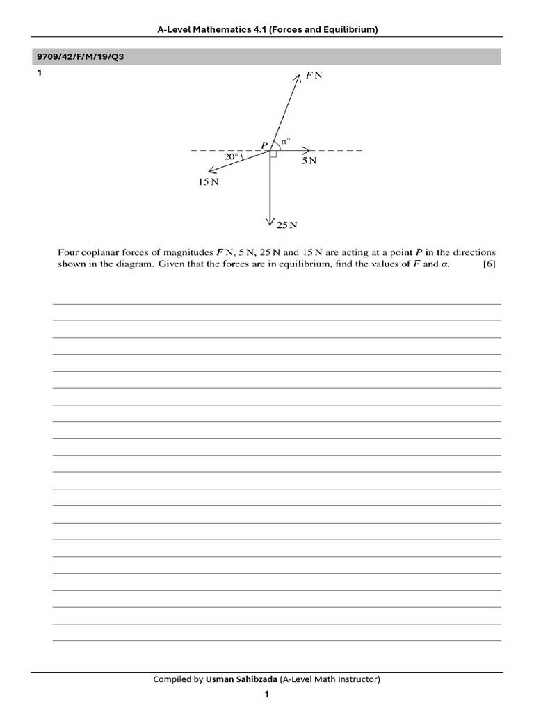 Worksheet 4.1 (Forces and Equilibrium) | PDF