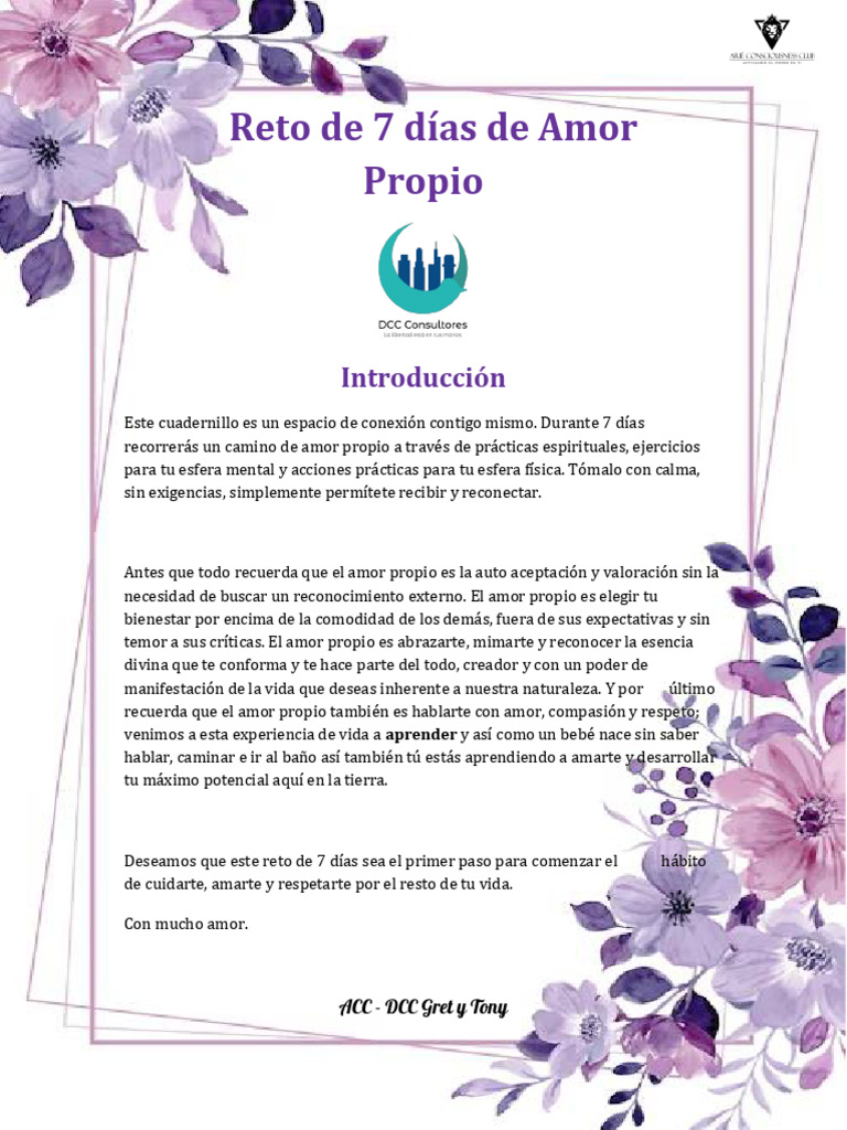 Reto de 7 Días para el Amor Propio | PDF | Amor | Autoestima