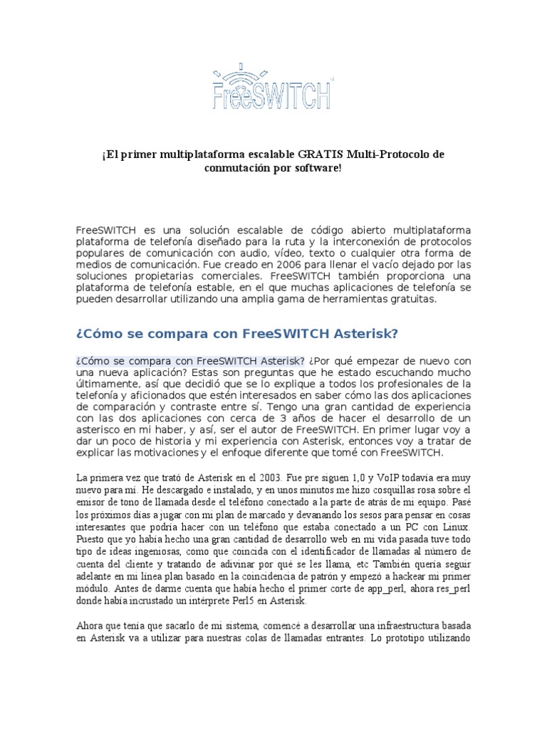 Comparativa FreeSWITCH vs Asterisk | PDF | Respuesta de Voz Interactiva | Informática
