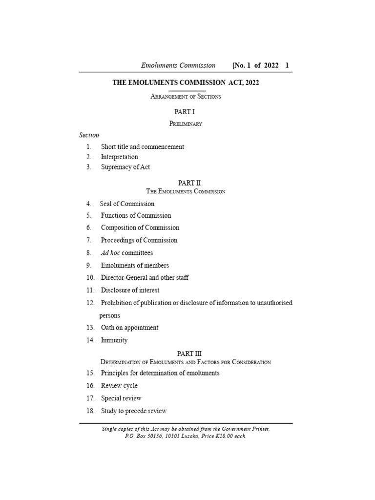 Emoluments Commission Act Overview | PDF | Cost Of Living | Fine (Penalty)