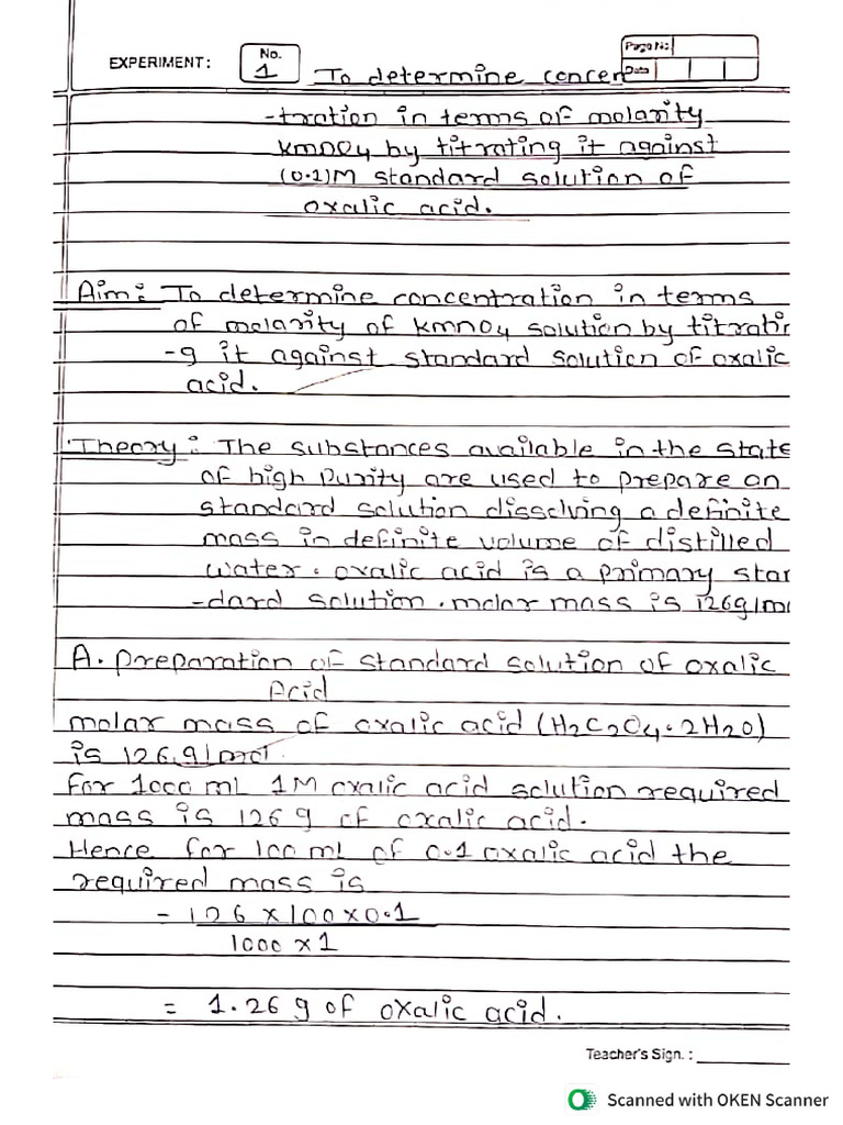 Chemistry Experiments(Class 12) | PDF