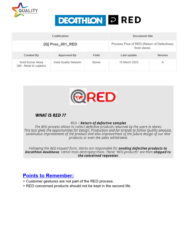 SOP for RED Process - Stores (3) | PDF | Software | Computing