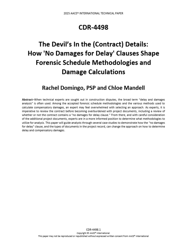CDR-4498 the Devils in the Contract Details | PDF | Damages | Methodology