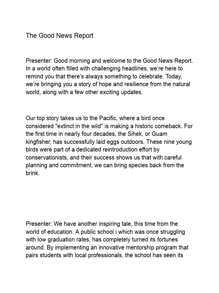 Title_ the Good News Report | PDF
