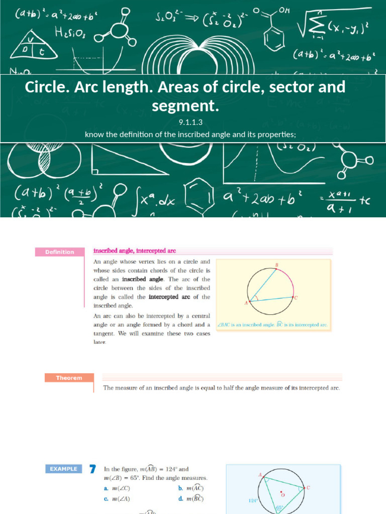 The Inscribed Angle and Its Properties With Class and Home Works | PDF