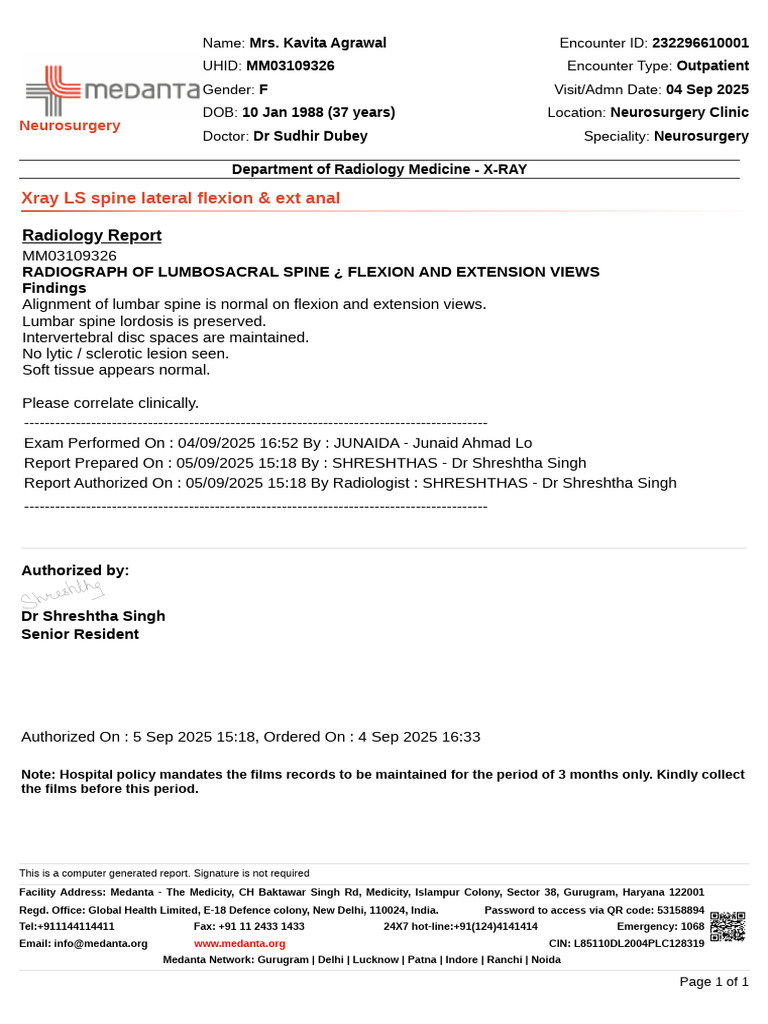 Xray LS Spine Lateral Flexion & Ext Anal | PDF | Radiology | Medical ...